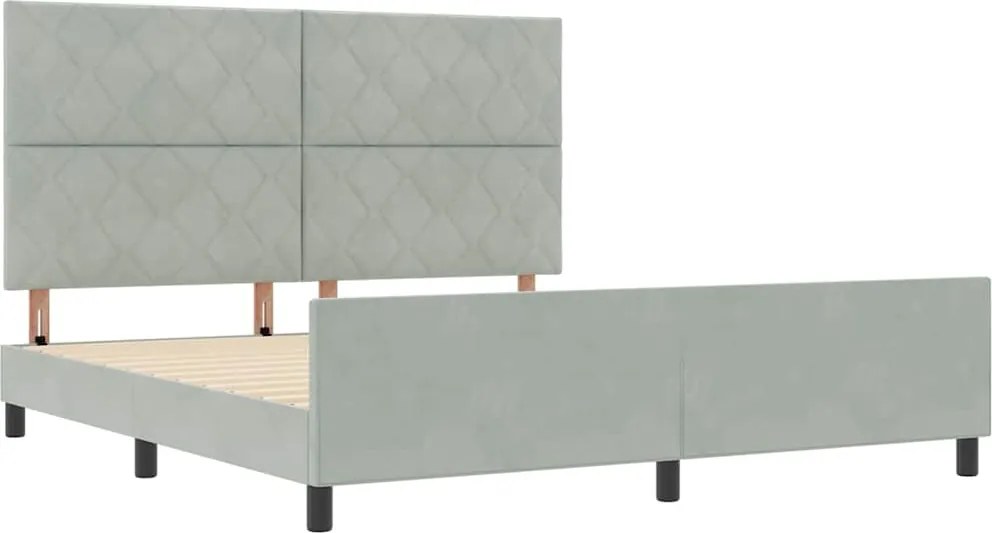 Postel s boxspringem s čelo Světle šedá 180 x 200 cm samet 3345023