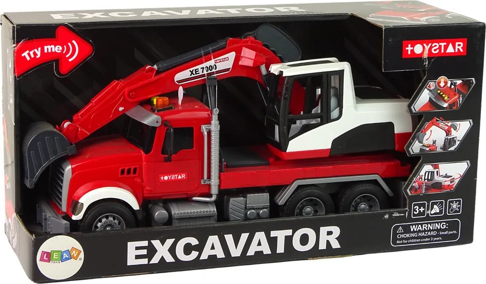 LEAN Toys Nákladní auto s bagrem, traktor, bagr, zvuky, světla