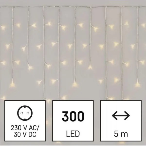 LED Vánoční venkovní řetěz 300xLED/8 módů 10m IP44 teplá bílá + dálkové ovládání