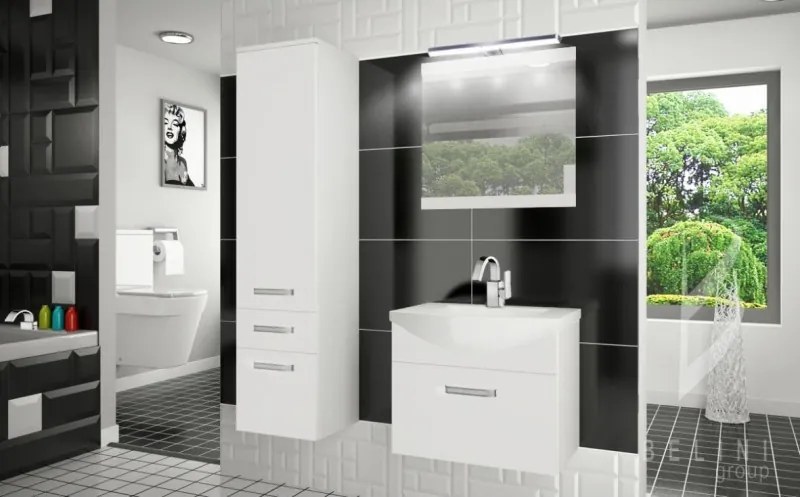 Moderní koupelnová sestava FINE s led osvětlením 2PRO + zrcadlo a umyvadlo 01 ZDARMA!! 186