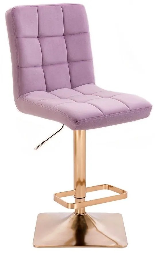 LuxuryForm DESIGN Barová židle TOLEDO VELUR na zlaté hranaté podstavě - levandule
