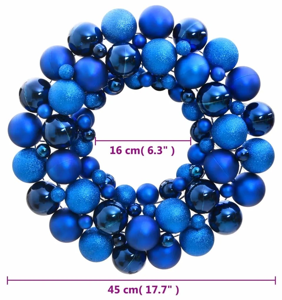 Vánoční věnec modrý 45 cm polystyren