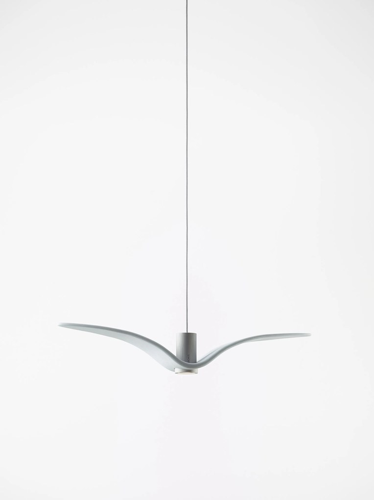 Designové závěsné svítidlo Brokis Night Birds PC962 Povrch Montury: Černý elox, Barva skla: Šedá kouřová - masiv, Povrch baldachýnu: kov - černý matný komaxit