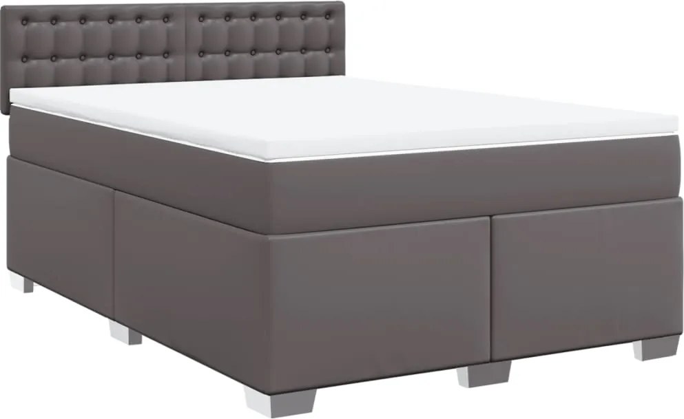 Box spring postel s matrací šedá 140x200 cm umělá kůže 3286126