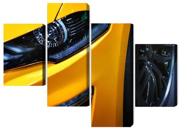 Vícedílný obraz Přední Část Žlutého Sportovního Vozu Nedostatek Nedostatek Přírodní plátno 120x75