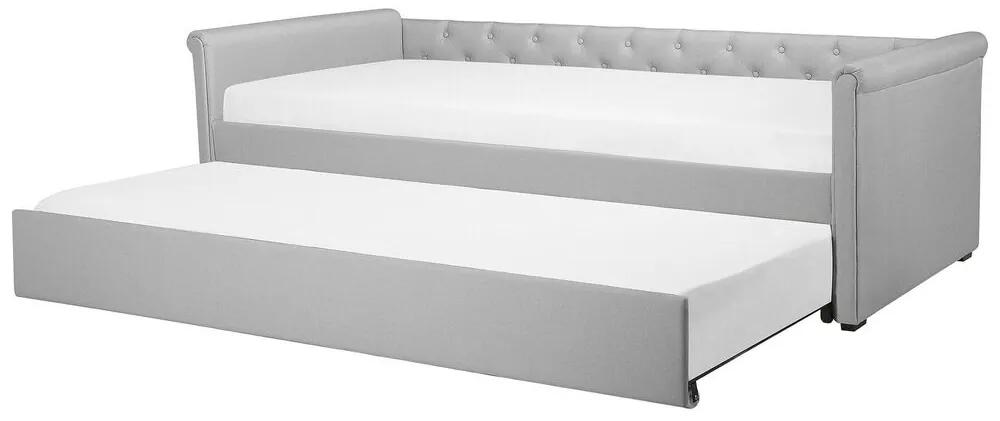 Rozkládací čalouněná postel 80 x 200 cm světlé šedá LIBOURNE Beliani