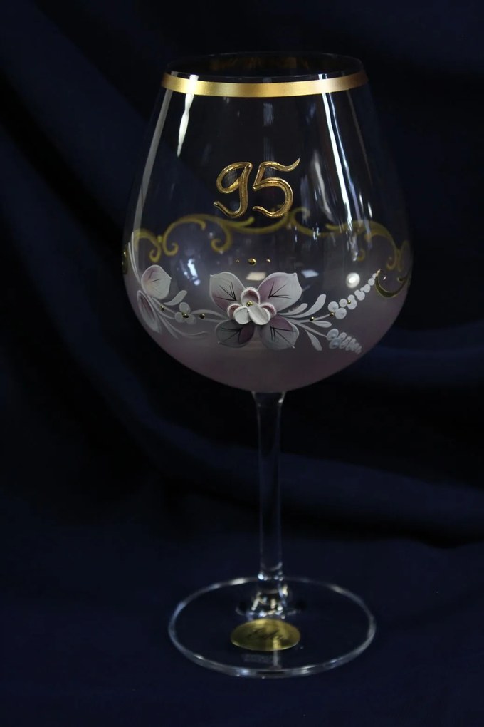 Výroční sklenice na 95. narozeniny VÍNO - růžový (650 ml)