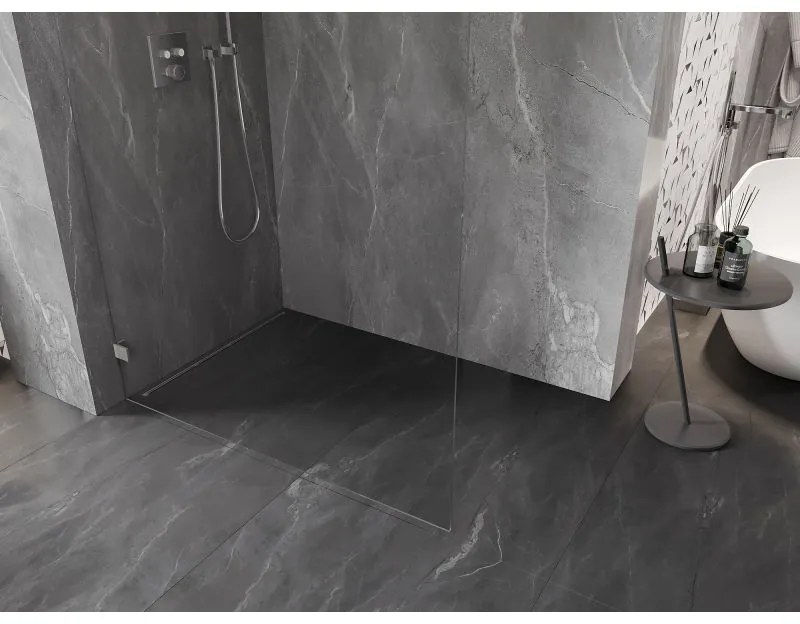 Mexen Lunar L sprchová stěna levá 70 x 200 cm, 8mm čiré sklo, broušená ocel, 830L-070-000-97-00-L