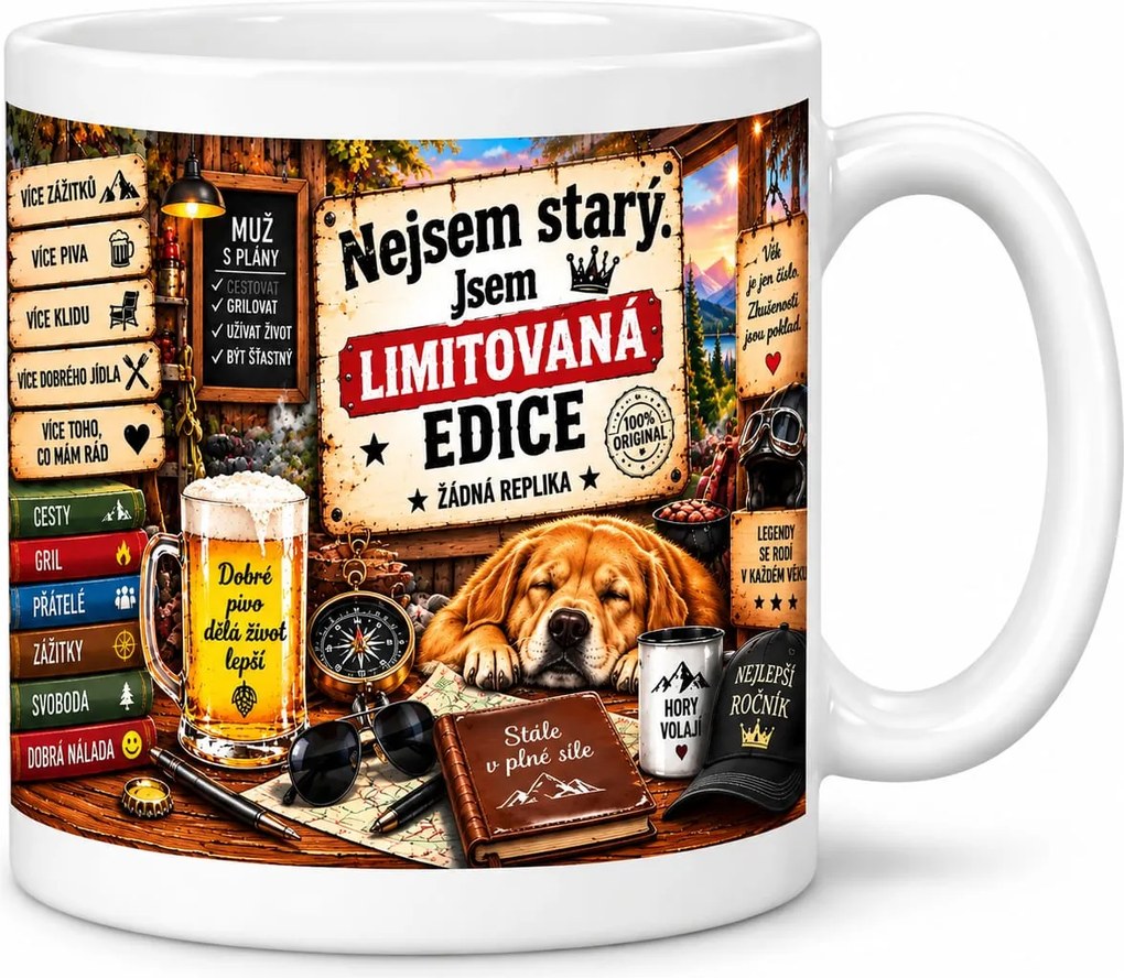 Vtipný hrnek pro muže Nejsem starý, jsem limitovaná edice – dárek k narozeninám 300 ml
