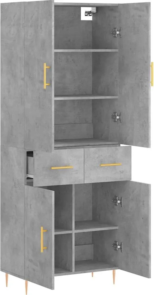 Skříň highboard betonově šedá 69,5x34x180 cm kompozitní dřevo 3198141