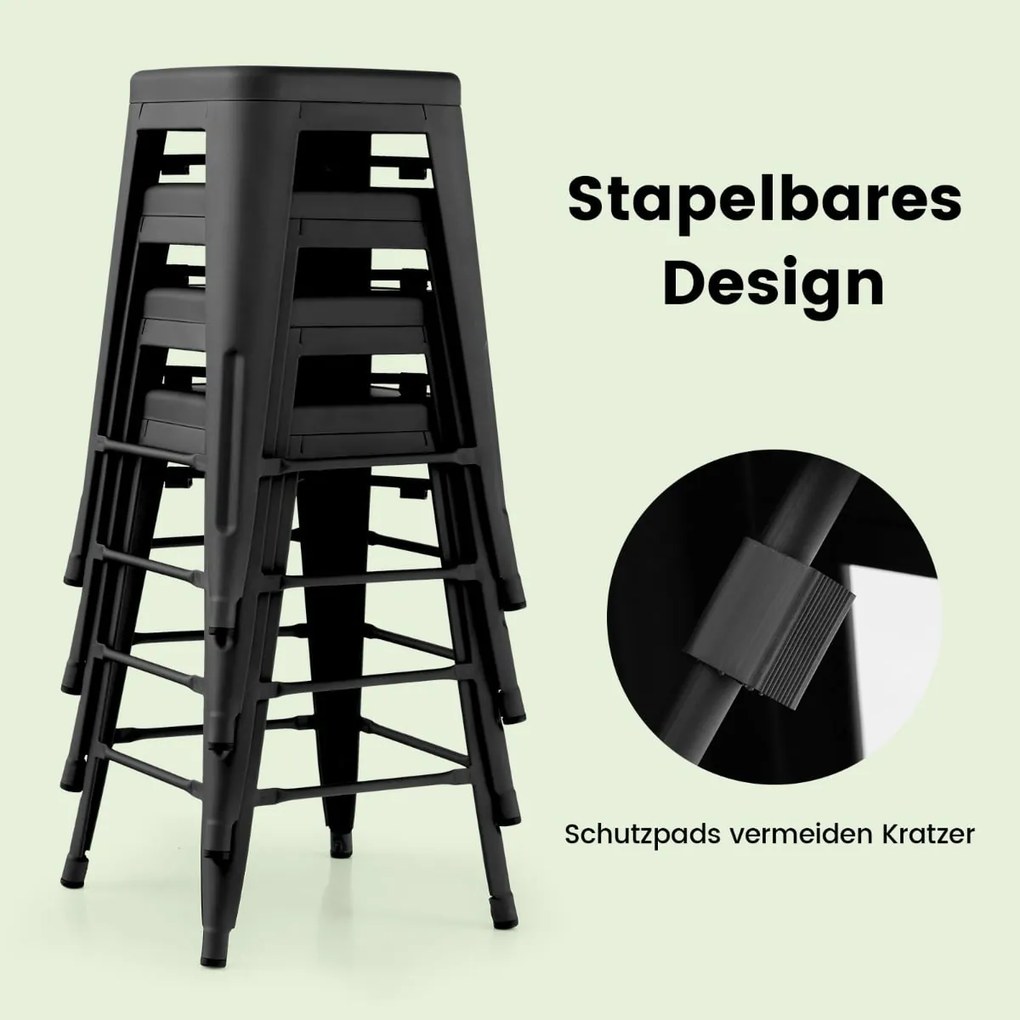 Costway Sada 4 of bar stools with footrest can hold up to 150 kg. Stohovatelné