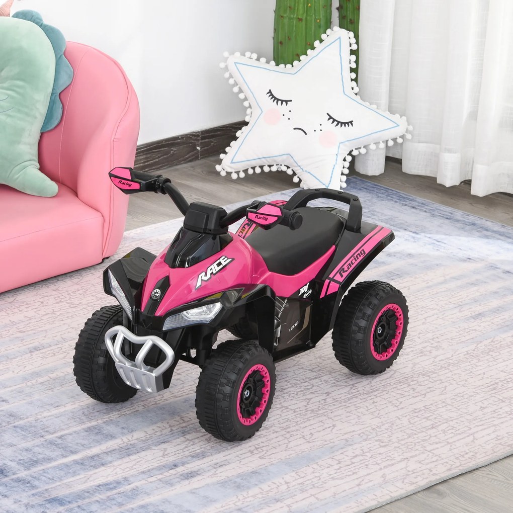 HOMCOM skluzavka auto dětské vozidlo šlapací auto světlo hudba 18-36 měsíců plast ocel růžová 67.5x38x44cm