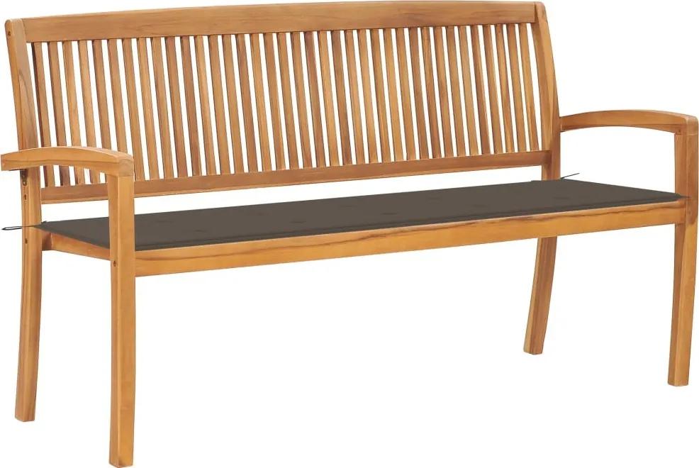 vidaXL Stohovatelná zahradní lavice s poduškou 159 cm masivní teak [3063316] Barva: krémová