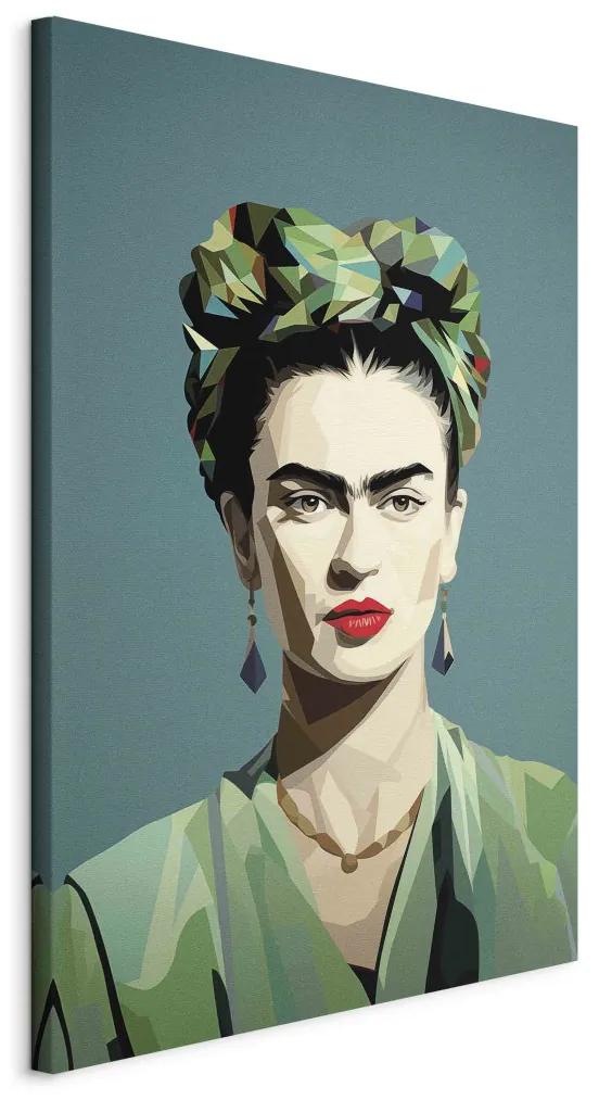 Frida Kahlo - Minimalist and Geometric Portrait on a Green Background [Large Format]