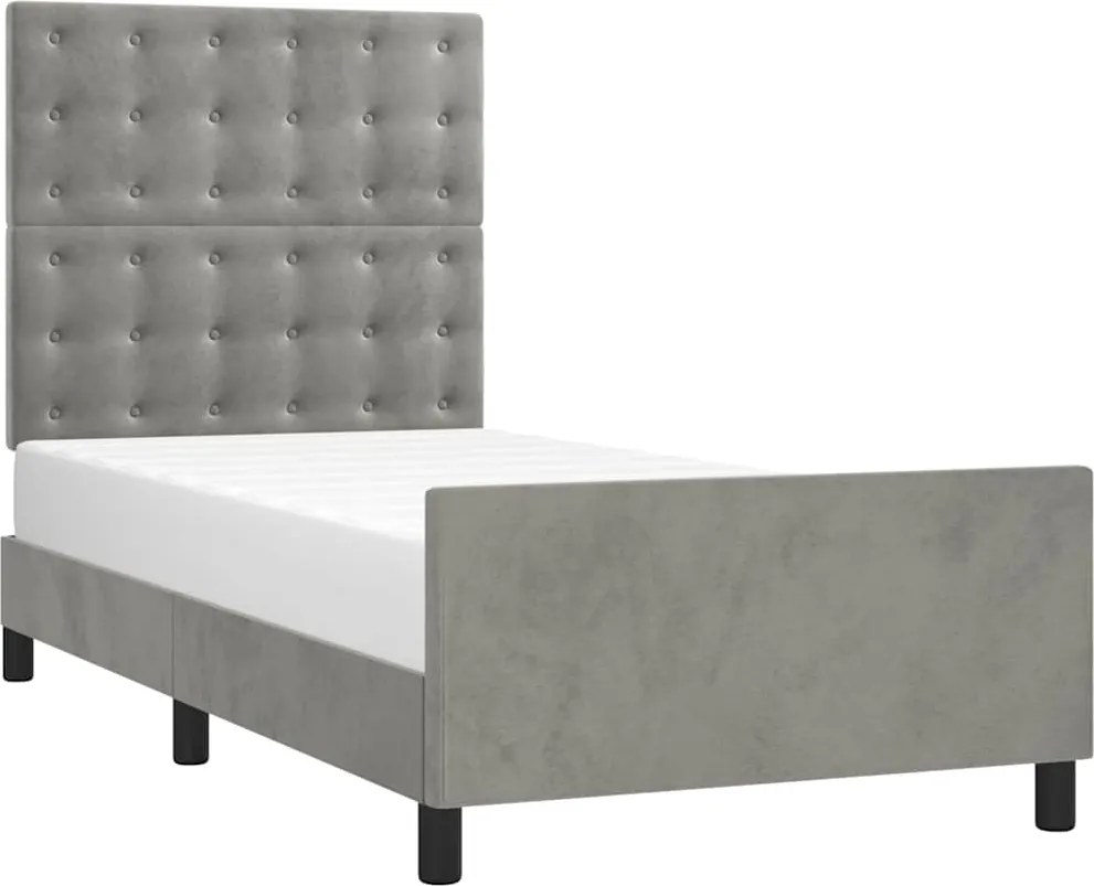 Rám postele bez matrace světle šedá 90 x 190 cm samet 3125971