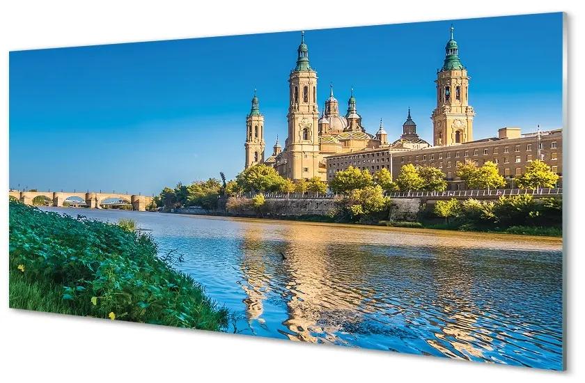 Obraz na skle Španělsko Katedrála řeky 125x50 cm