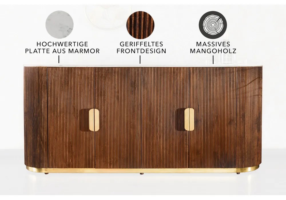 Massive home | Komoda Gatsby 180cm mramor/masiv mango