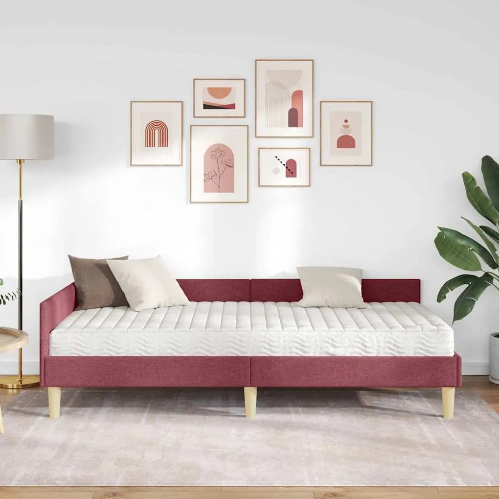 Rohový rám postele s matrací Jiný s čelo 2 ks Šedá textil 3393672