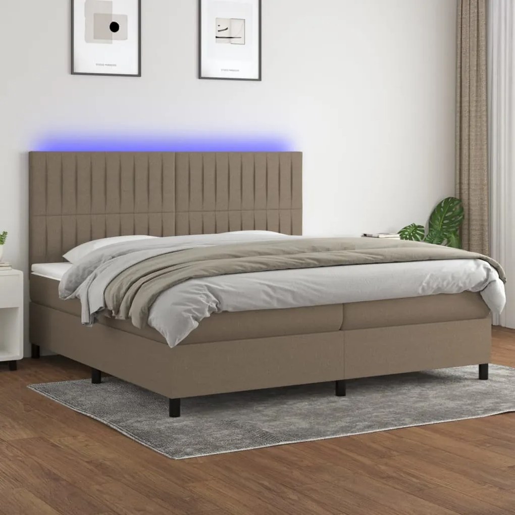 Box spring postel s matrací a LED taupe 200x200 cm textil 3135065