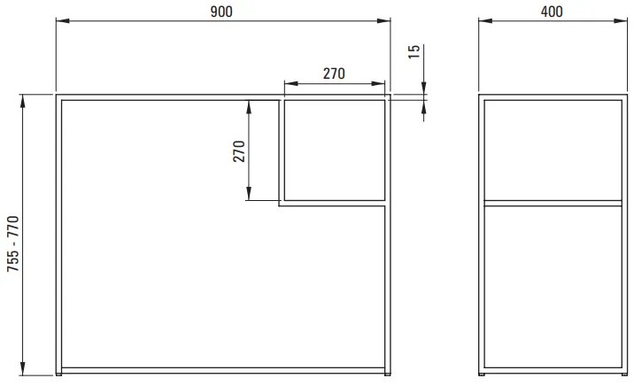 Deante Correo ocelová konstrukce pro umyvadlo 90x40