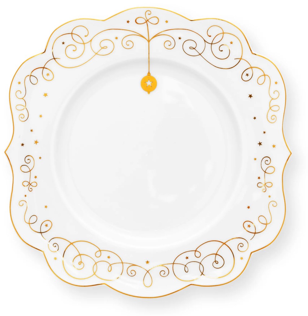 Pip Studio Royal Winter talíř Ø17, bílý (krásný porcelánový talíř)