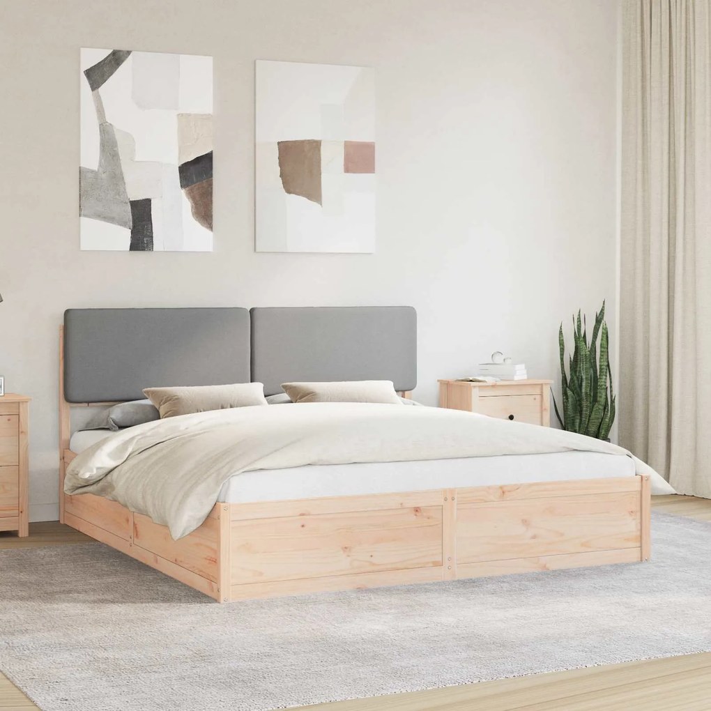 Rám postele s čalouněným čelem s čelo Světle šedá 180 x 200 cm 3398144