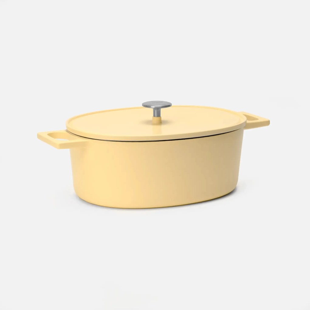 Fabini Oválný pekáč Mattia 3.0, 33×25 cm - Smaltovaný litinový pekáč s poklicí, lesklý krémový