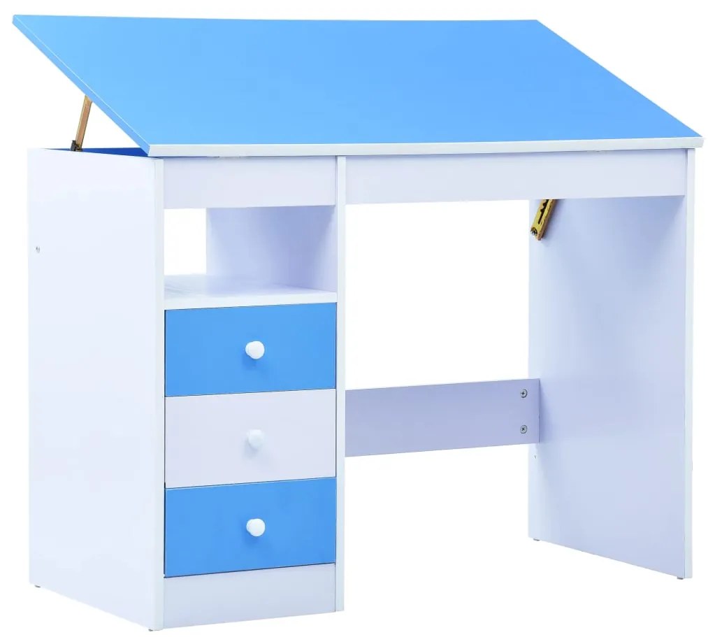 287446 vidaXL Dětský kreslicí a psací stůl náklopný modrobílý