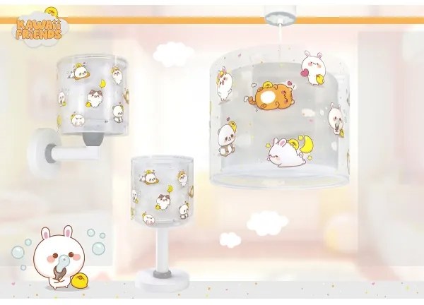 Dalber 41769E - Dětská nástěnná lampa KAWAII FRIENDS 1xE27/15W/230V šedá