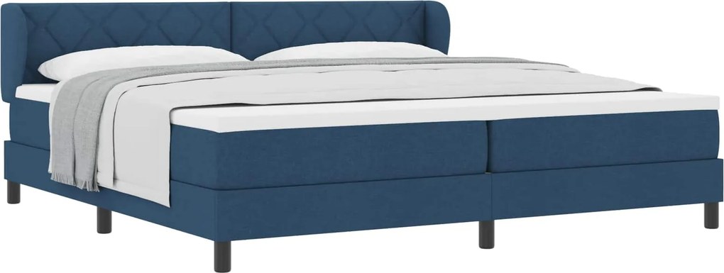 Postel s boxspringem s čelo Modrá 200 x 200 cm textil 3340114