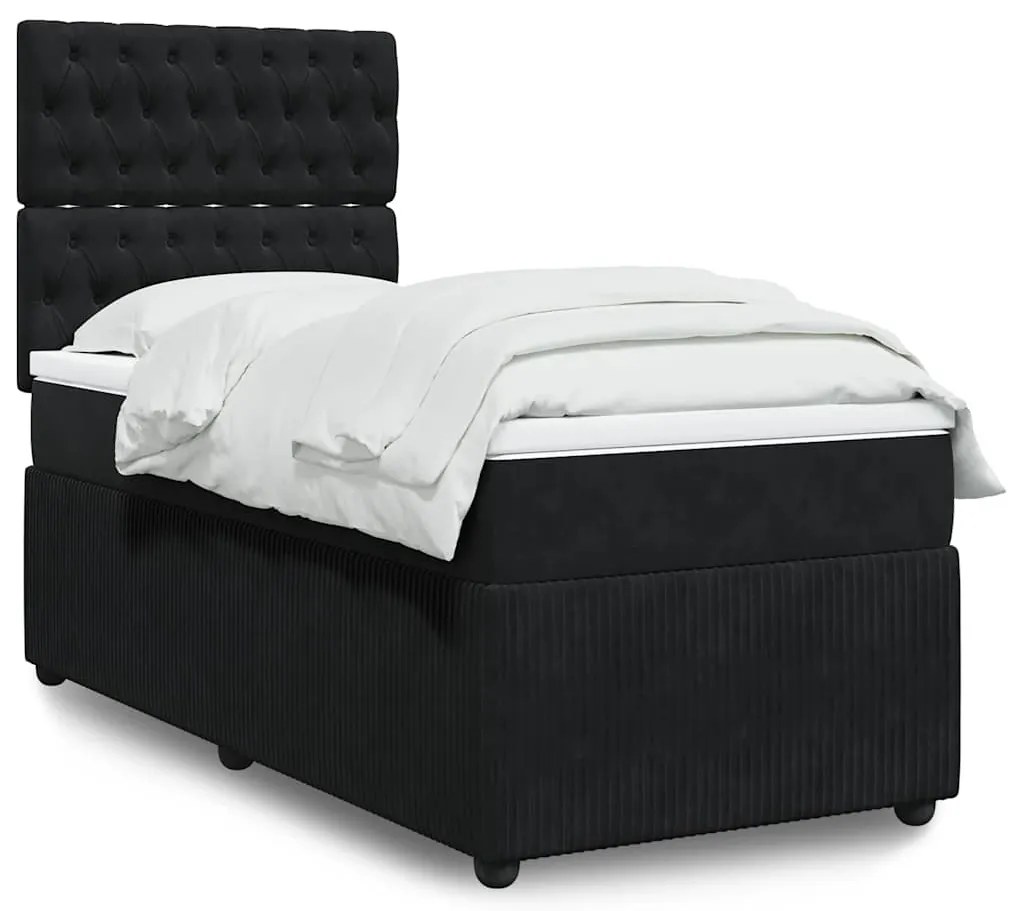 Box spring postel s matrací černá 100x200 cm samet 3294570