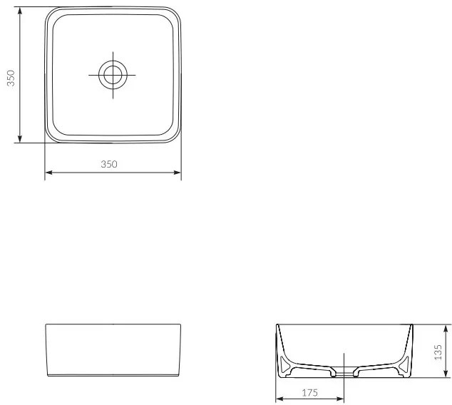 Cersanit Crea umyvadlo na desku 35x35cm, bílá, K114-007