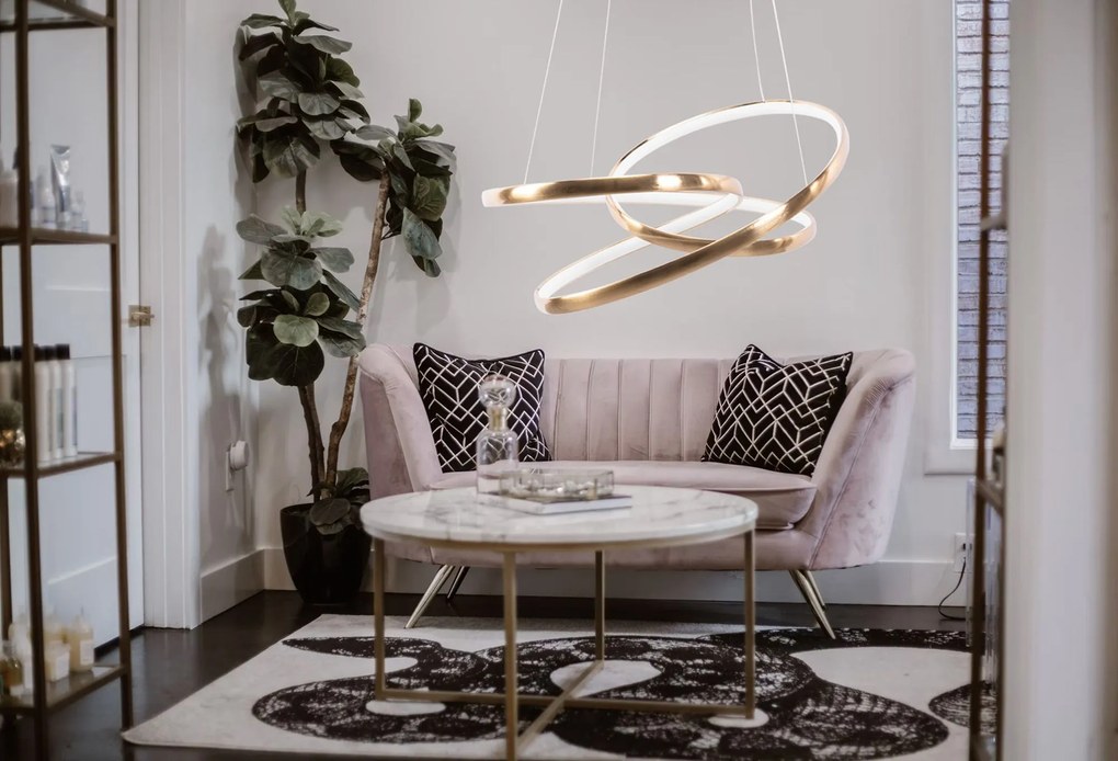Toolight Toolight, LED závěsné svítidlo 50cm, 32W, G005-CP, zlatá lesklá, OSW-09746