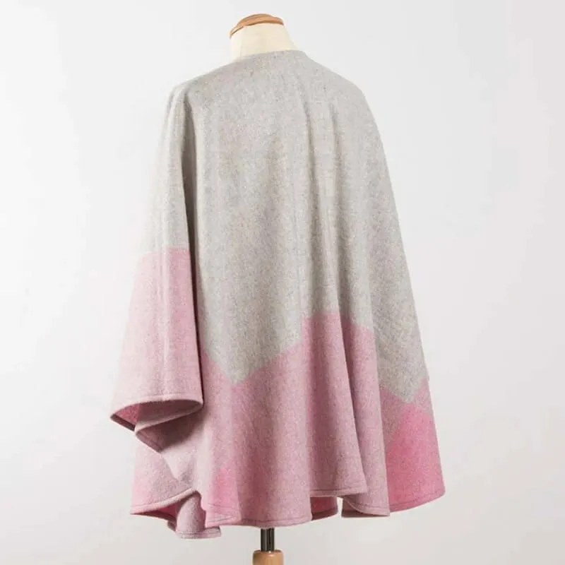 Vlněné pončo z jehněčí vlny Grey Pink Cape - John Hanly