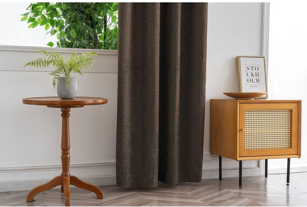 Zatemňovací závěs LOOM VELVET 140x250 cm, hnědý Zavěšení: Kovové kroužky