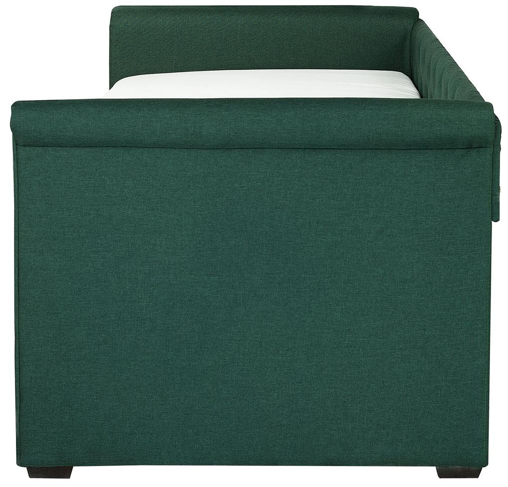 Rozkládací čalouněná postel 80 x 200 cm zelená LIBOURNE Beliani
