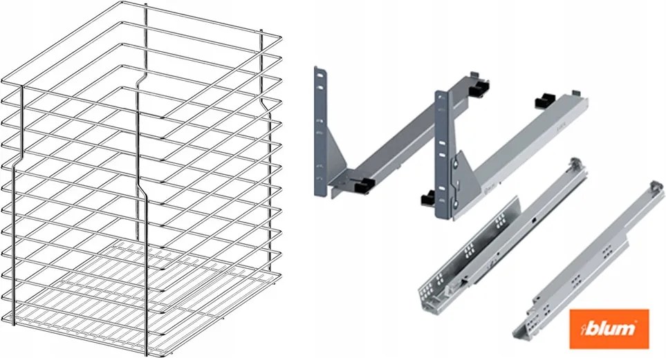 Koš do spodní skříňky Cargo 40 cm 400 Šedý 1p s tlumením dovírání Blum s plným výsuvem