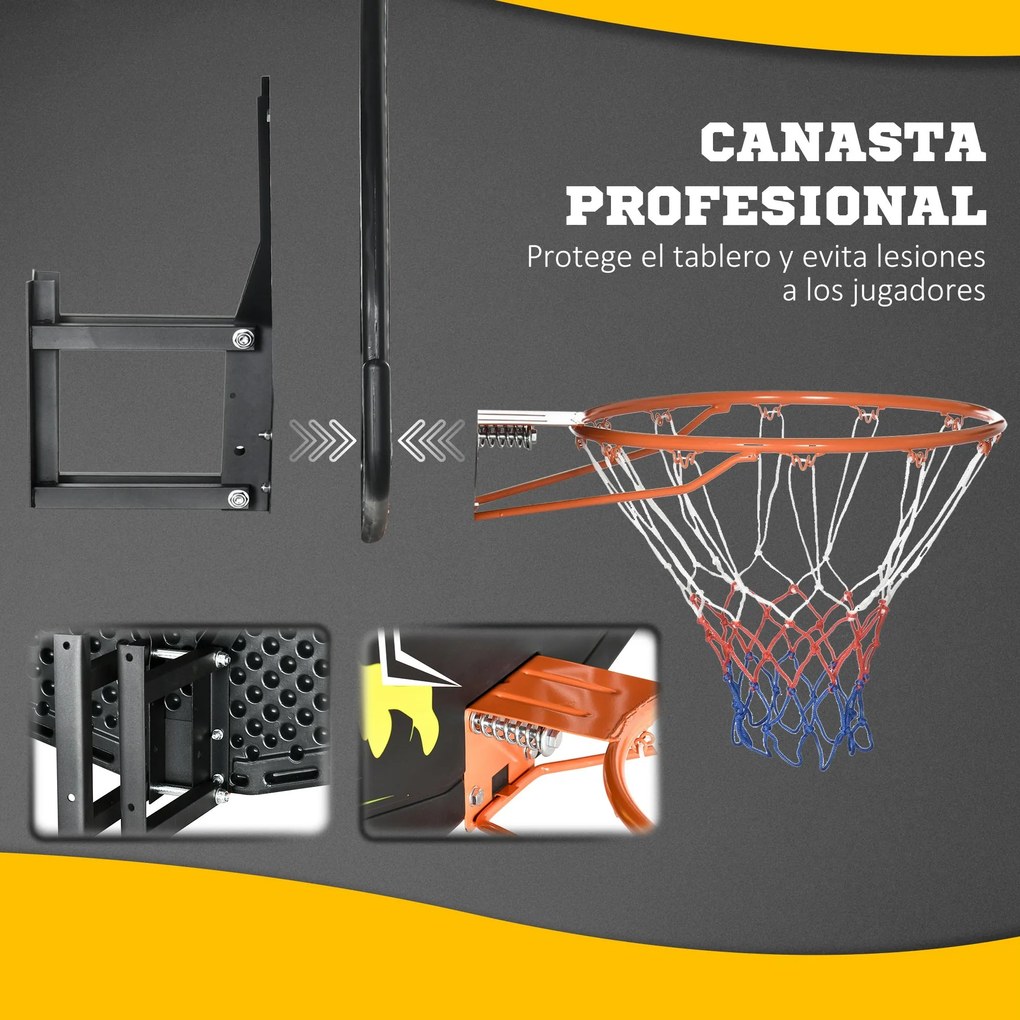 SPORTNOW Nástěnné basketbalové koše se zpětnou deskou a kruhem pro interiér a exteriér 110x90x70 cm Černá a žlutá