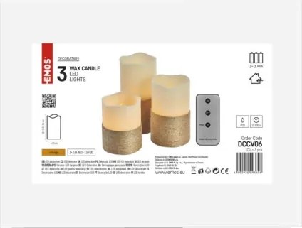 LED dekorace EMOS DCCV06 ZY2141 set 3 svící s provázkem 9xAAA s ovladačem