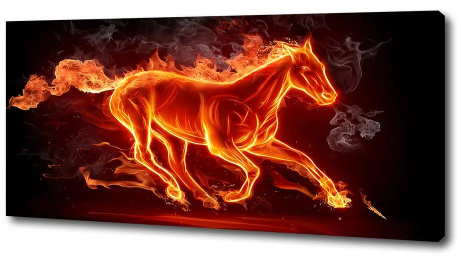 Wallmuralia Foto obraz tištěný na plátně Kůň v plamenech 125x50 cm