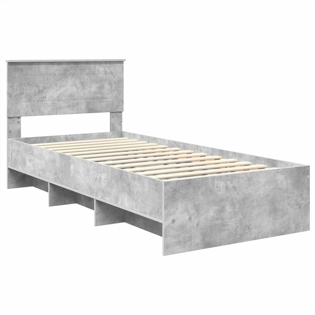 Rám postele s čelo Betonově šedá 120 x 123 cm Kompozitní dřevo 3408882