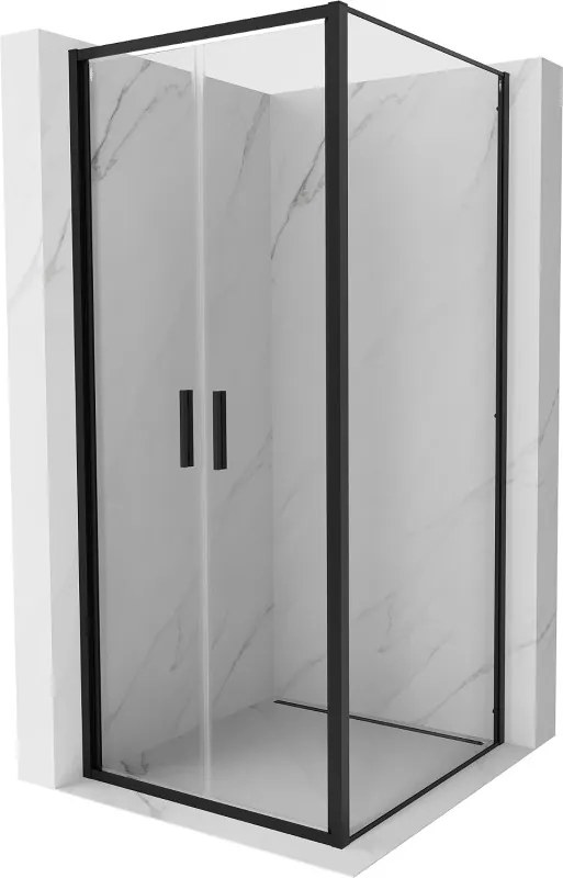 Mexen Exo, výklopná sprchová kabina, dveře 110 cm + boční stěna 110 cm, transparentní sklo, černá, 814-110-110-70-00