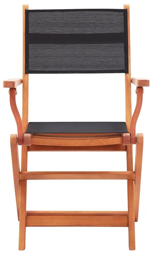 Skládací zahradní židle 8 ks černé masivní eukalyptus textilen - Default Title