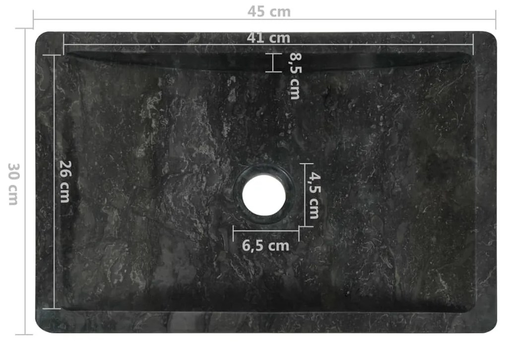 vidaXL Umyvadlo 45 x 30 x 12 cm mramor černé s vysokým leskem
