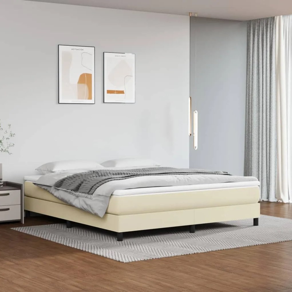 Rám postele s boxspringem krémový 160x200 cm umělá kůže 3120708