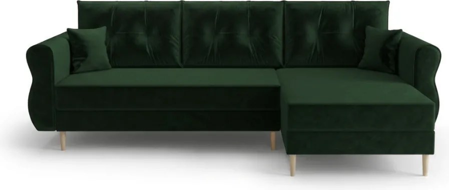 Rozkládací oboustranná sedací souprava do L SILVIANO 230x140 cm, tmavě zelená