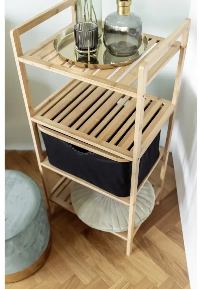 Černý/přírodní bambusový koupelnový regál 44x93,5 cm Ecori – Wenko