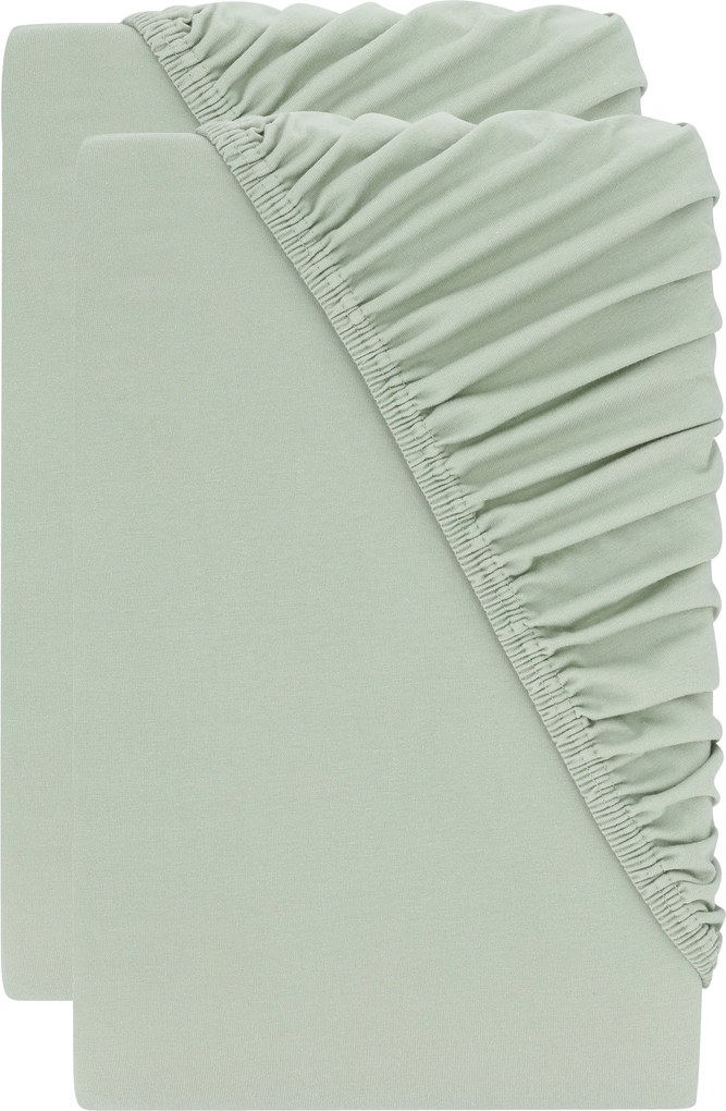 Livarno® Sada žerzejových napínacích prostěradel, 90–100 x 200 cm, 2dílná, zelená