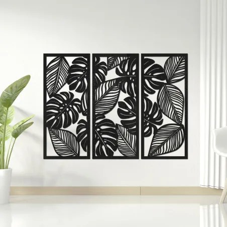 Třídílný obraz na zeď monstera | SENTOP HDF0523