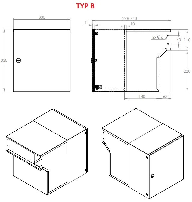 Nerezová poštovní schránka do sloupku 1g Odstín: Nerezová ocel - Broušeno